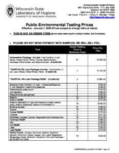 WSLH_FINAL 2025 Public Envir Pricelist | Wisconsin State Laboratory of ...